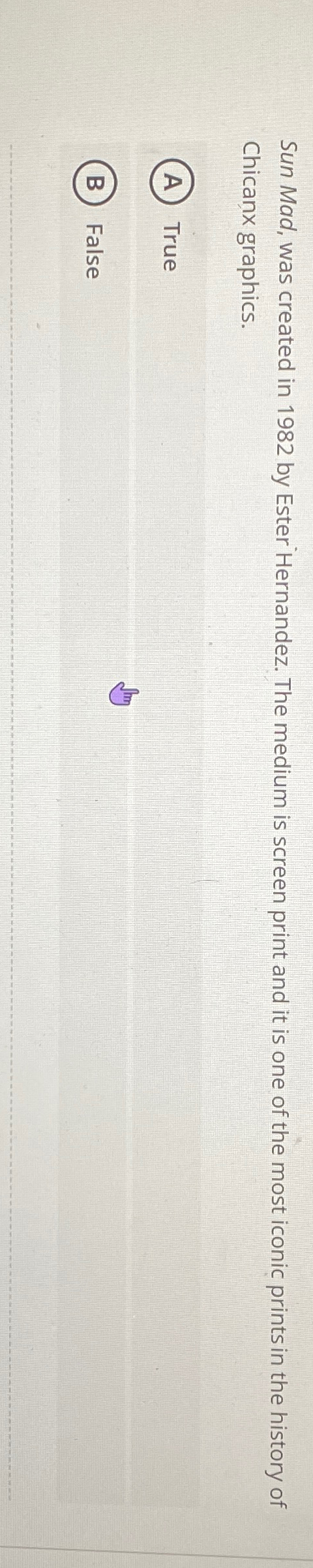 Solved Sun Mad, was created in 1982 ﻿by Ester Hernandez. The | Chegg.com