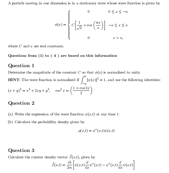 Solved A particle moving in one dimension is in a stationary | Chegg.com