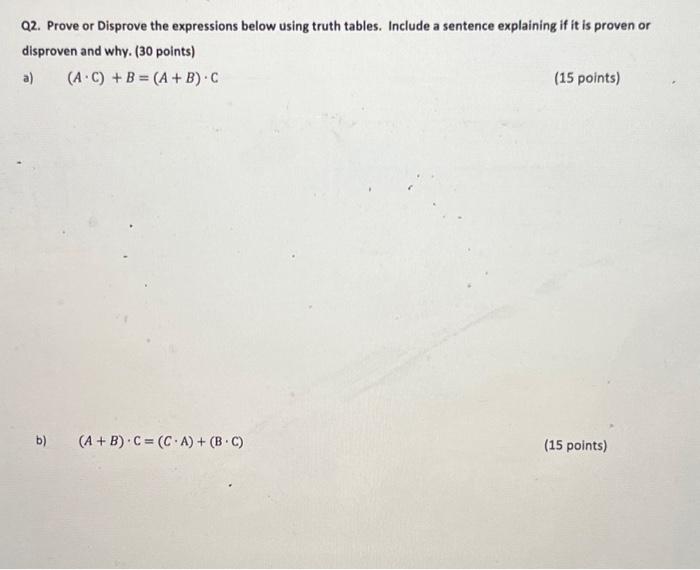 Solved Q2. Prove or Disprove the expressions below using | Chegg.com