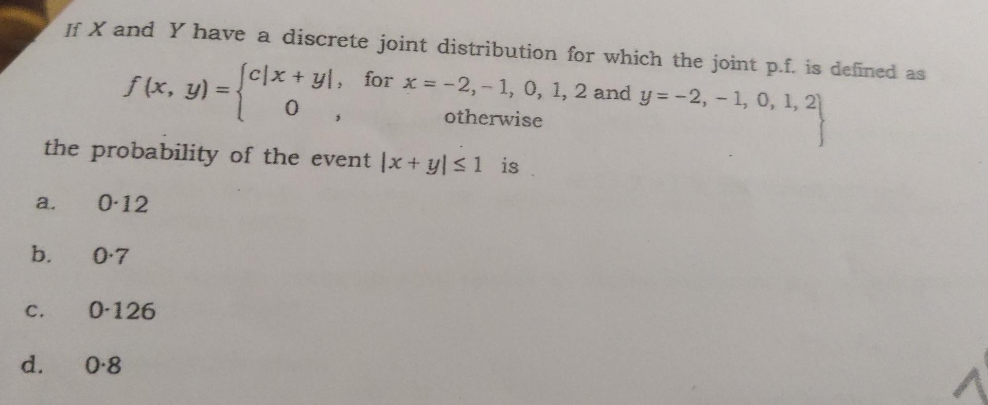 Solved If X and Y have a discrete joint distribution for | Chegg.com