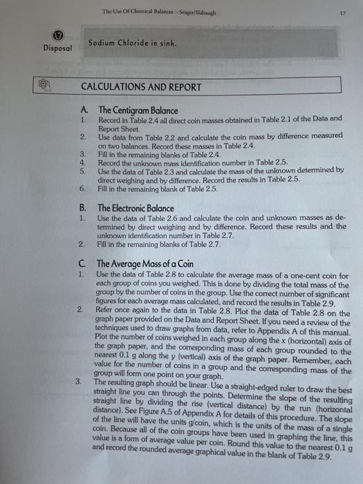 THE USE OF CHEMICAL BALANCES A. The Centigram Balance | Chegg.com