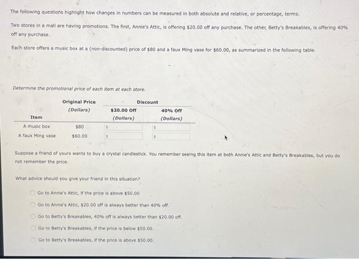 Solved The following questions highlight how changes in | Chegg.com