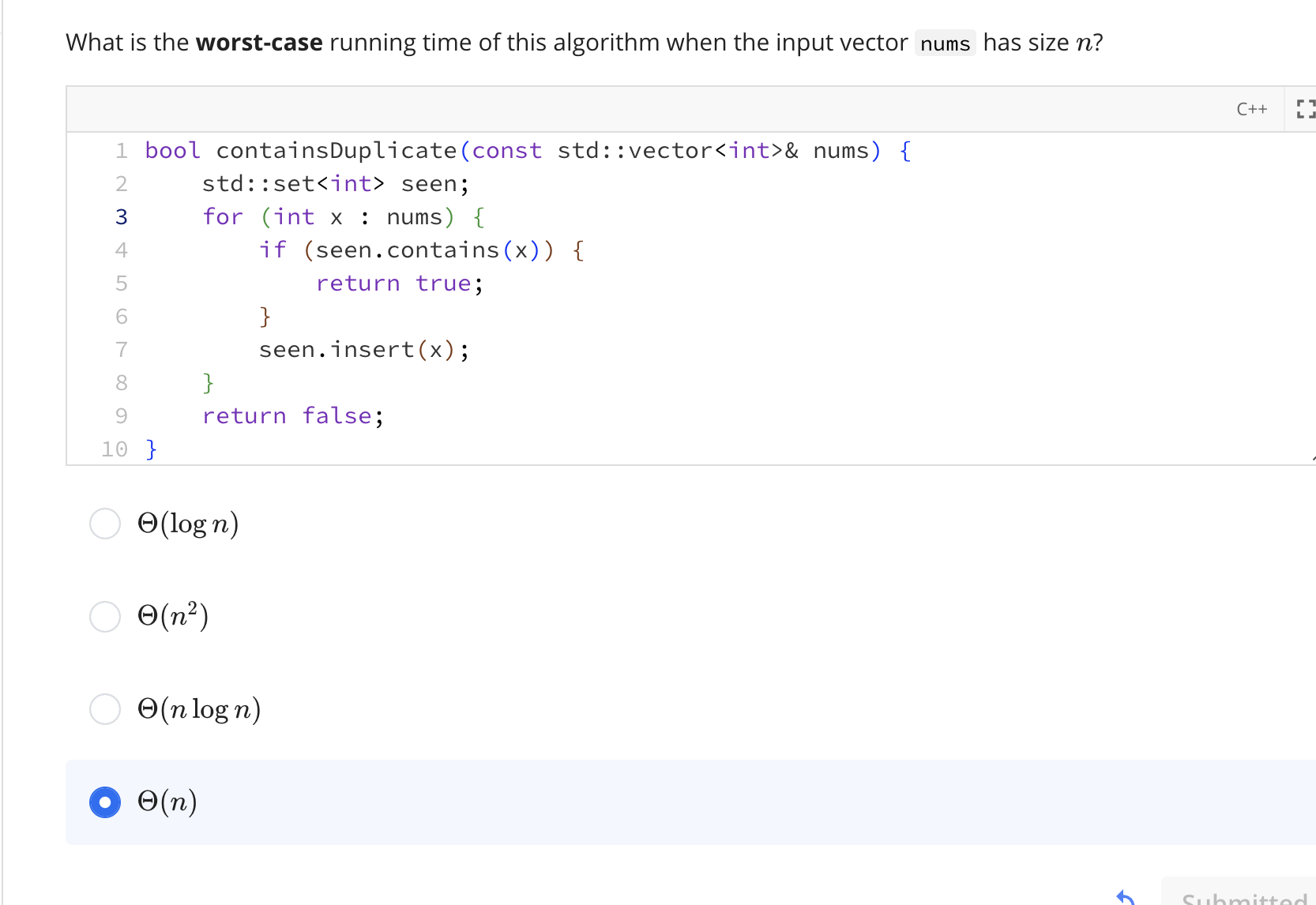 Solved What is the worst-case running time of this algorithm | Chegg.com