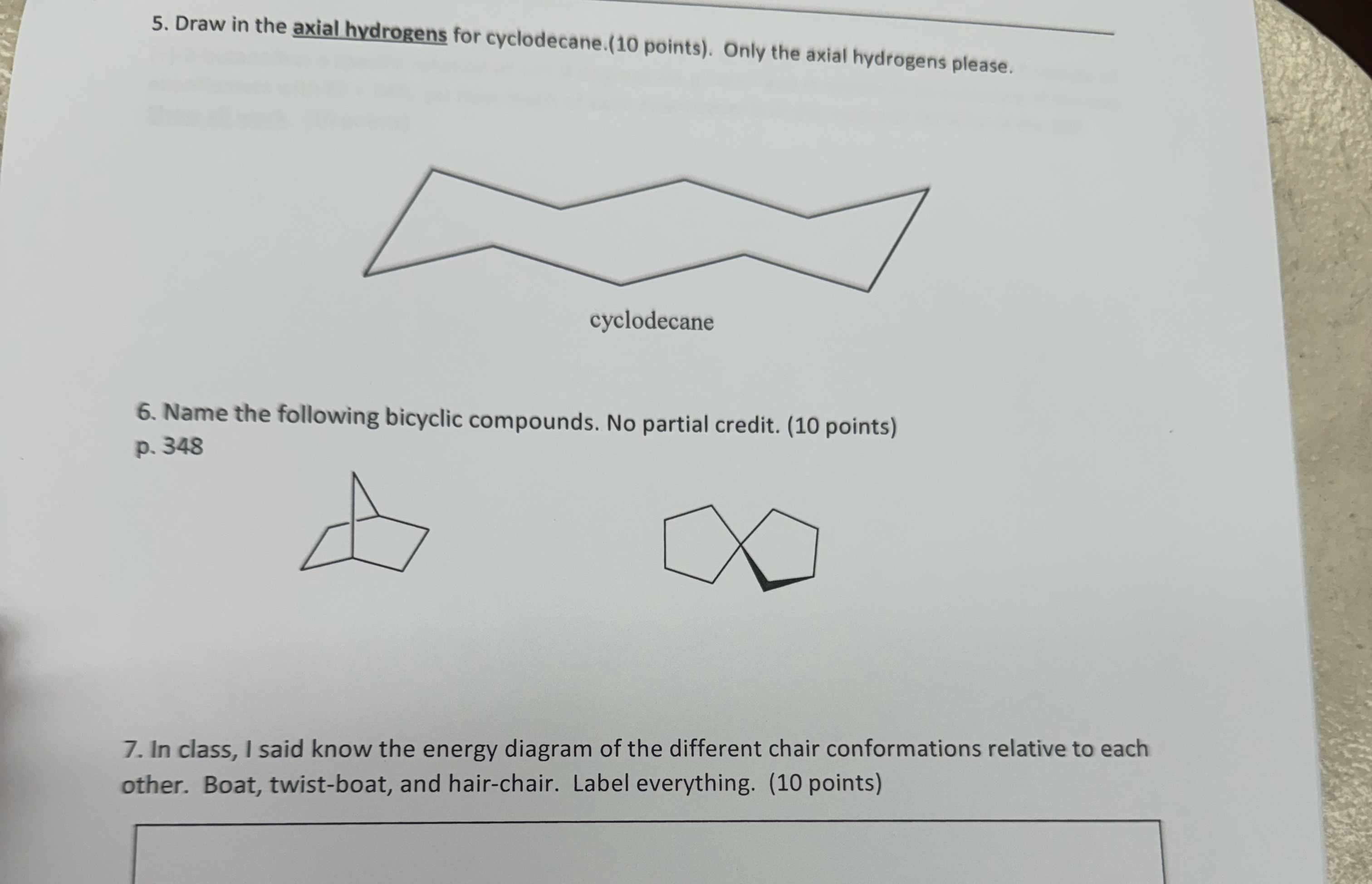Draw in the axial hydrogens for cyclodecane.(10 | Chegg.com