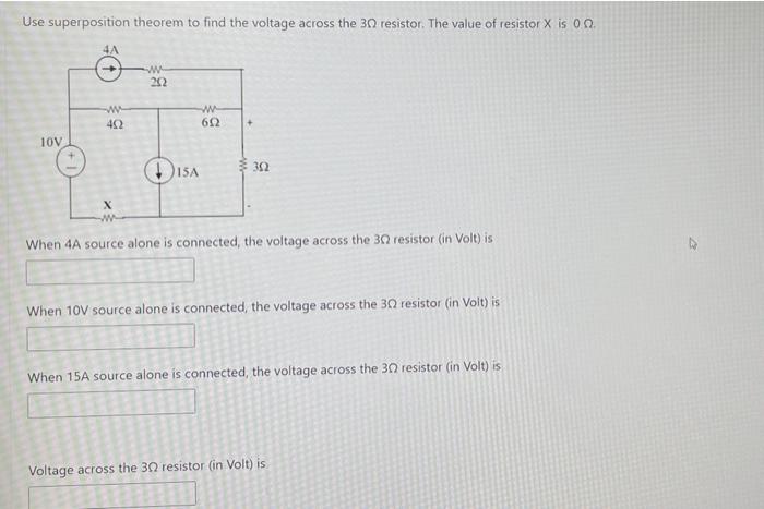 Solved Use superposition theorem to find the voltage across | Chegg.com
