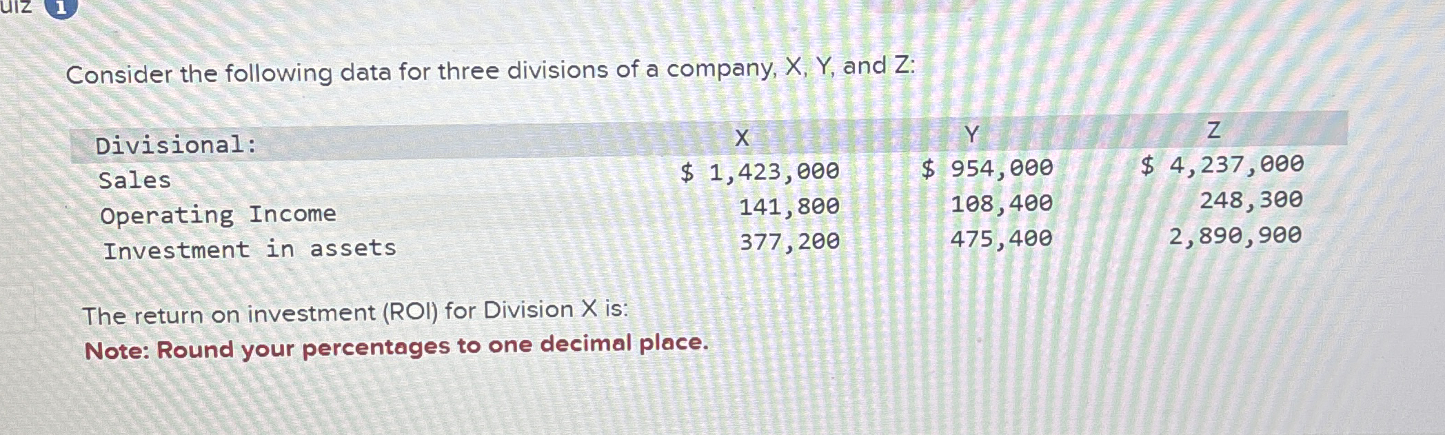 Solved Consider the following data for three divisions of a | Chegg.com