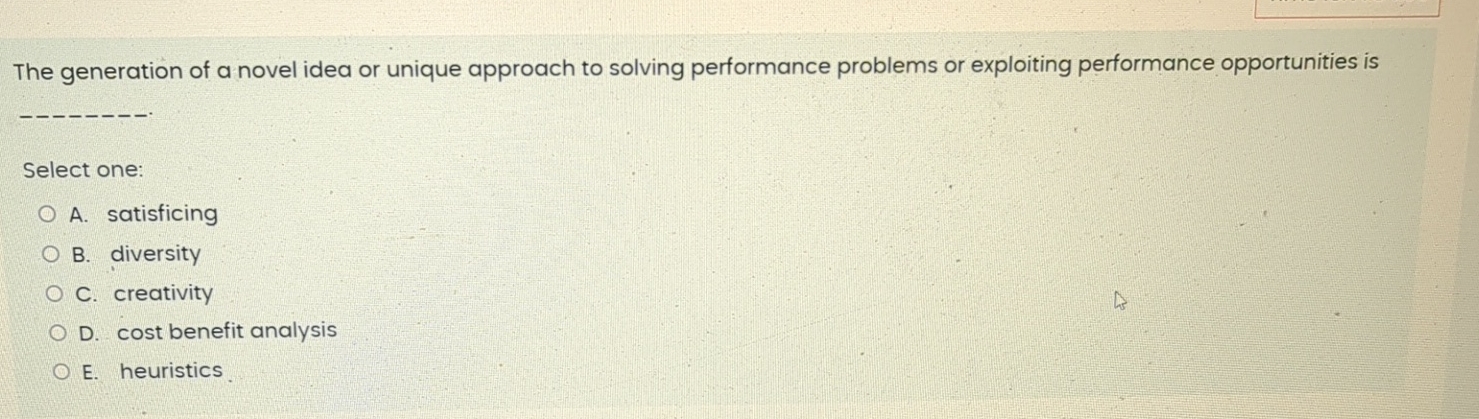 Solved The Generation Of A Novel Idea Or Unique Approach To