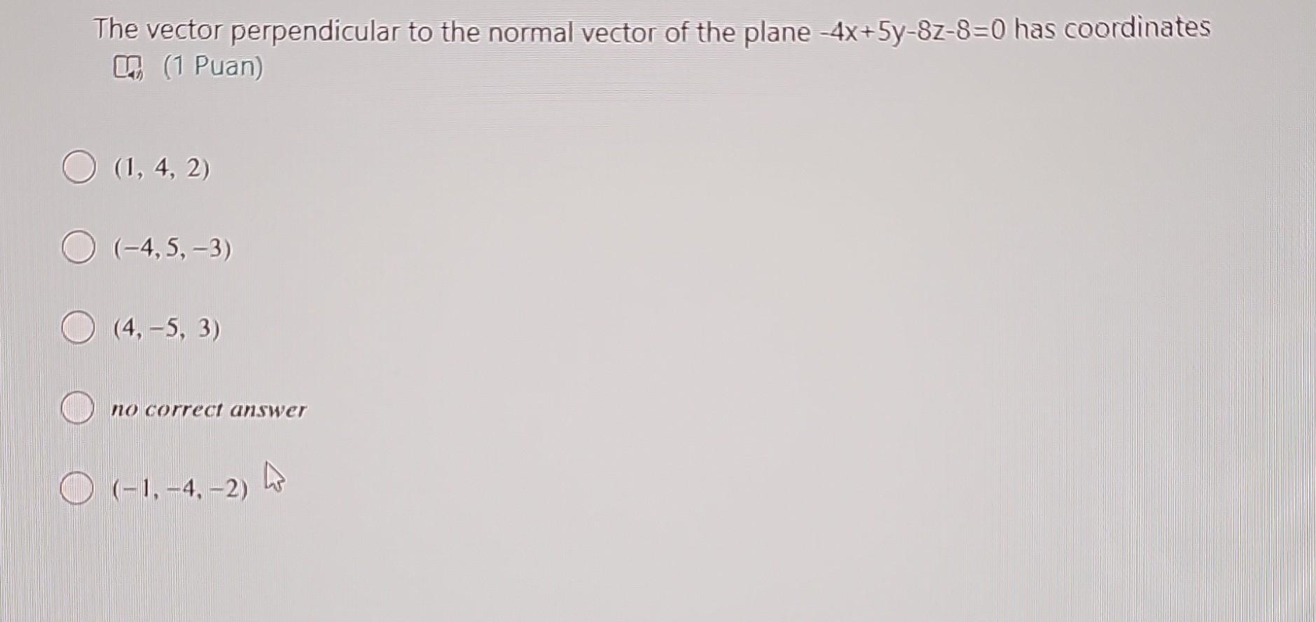 Solved The vector perpendicular to the normal vector of the | Chegg.com