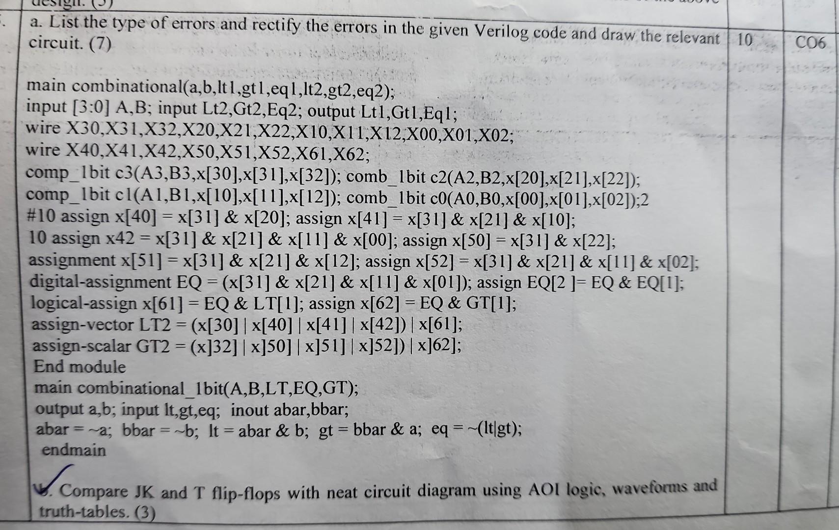 Solved a. List the type of errors and rectify the errors in | Chegg.com