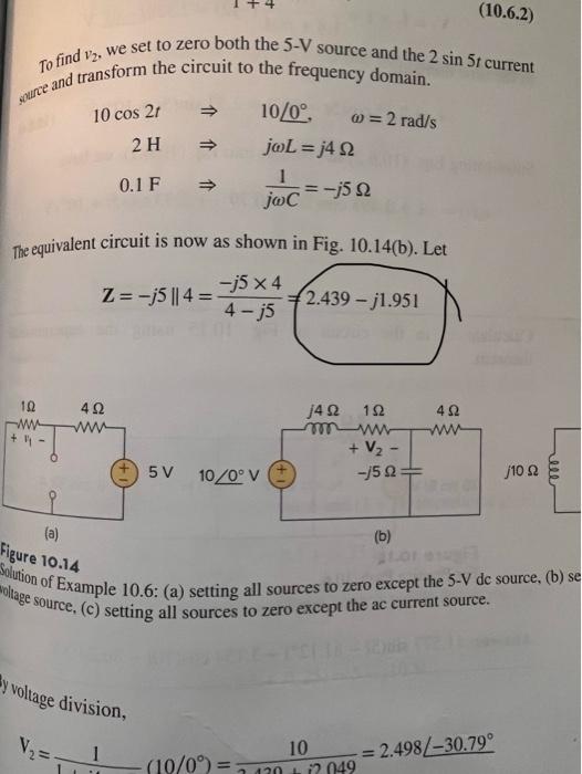 Solved To find v2, we set to zero both the 5−V source and | Chegg.com