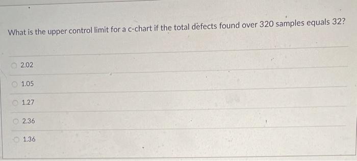 Solved What is the upper controllimit for a c-chart if the | Chegg.com