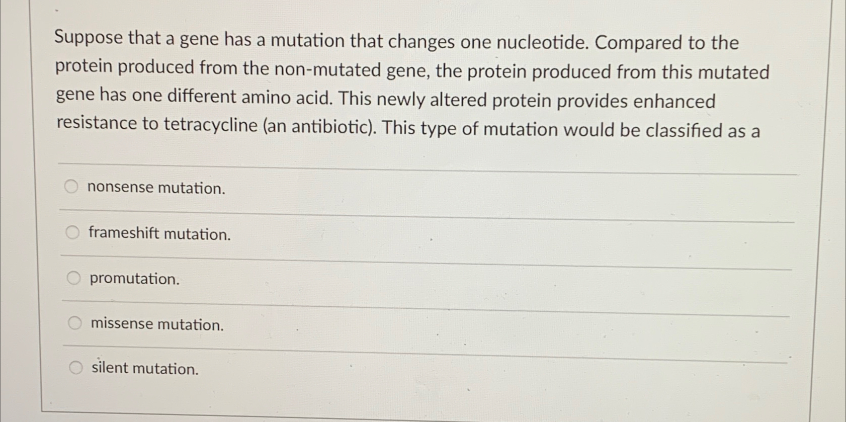 Solved Suppose that a gene has a mutation that changes one | Chegg.com