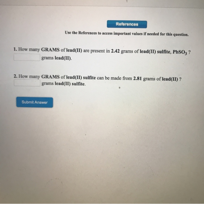 Solved References Use the References to access important | Chegg.com