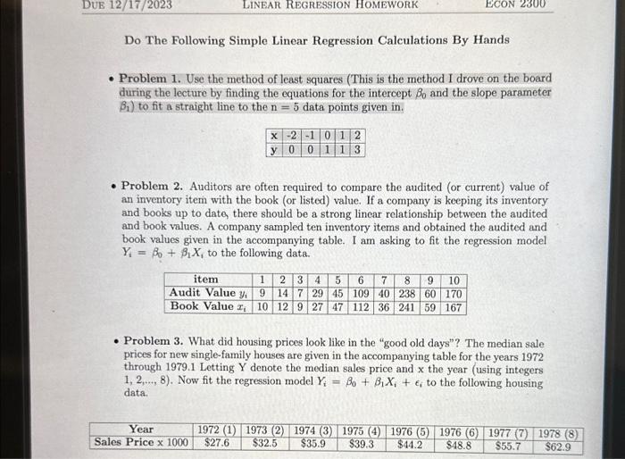Solved Do The Following Simple Linear Regression | Chegg.com