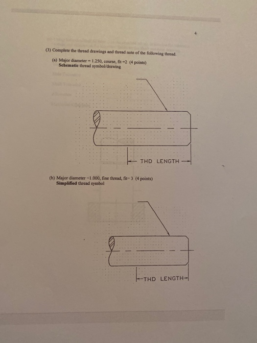 Solved (3) Complete the thread drawings and thread note of | Chegg.com