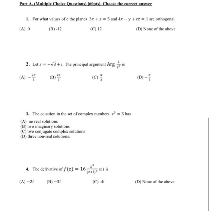 Solved Part A. (Multiple Choice Questions) [60pts). Choose | Chegg.com