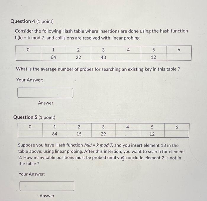 Solved Consider the following Hash table where insertions | Chegg.com