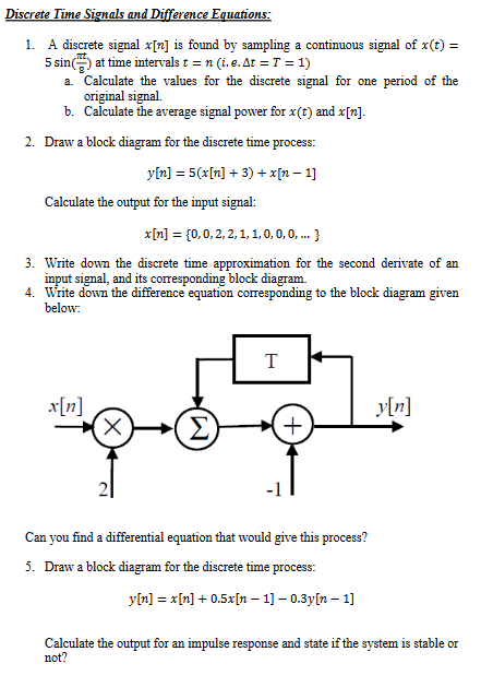 Solved Discrete Time Signals and Difference Equations:A | Chegg.com