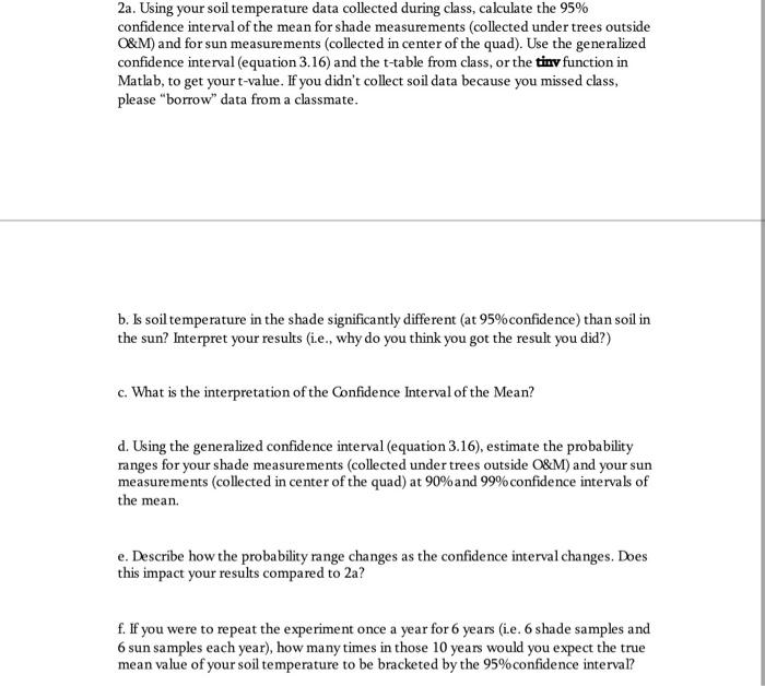 2a. Using your soil temperature data collected during | Chegg.com