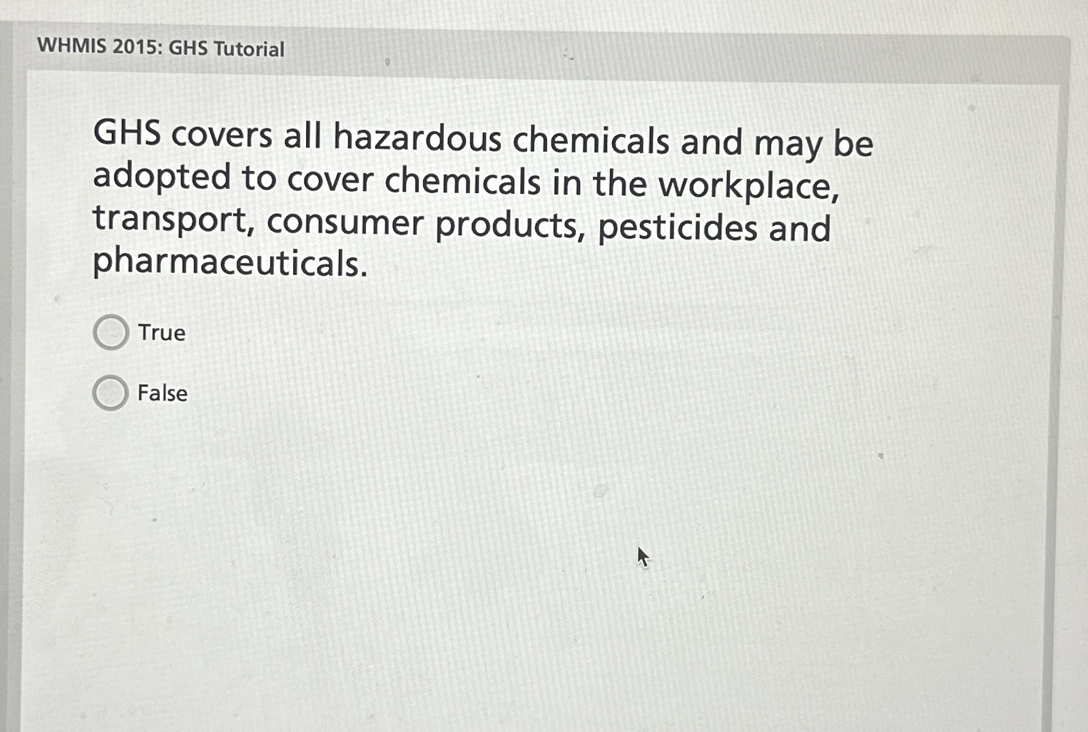 Solved WHMIS 2015: GHS TutorialGHS covers all hazardous | Chegg.com