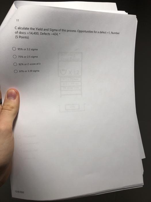 Solved 11 Calculate the Yield and Sigma of this process | Chegg.com