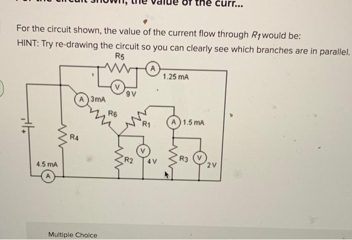 Solved For the circuit shown, the value of the current flow | Chegg.com