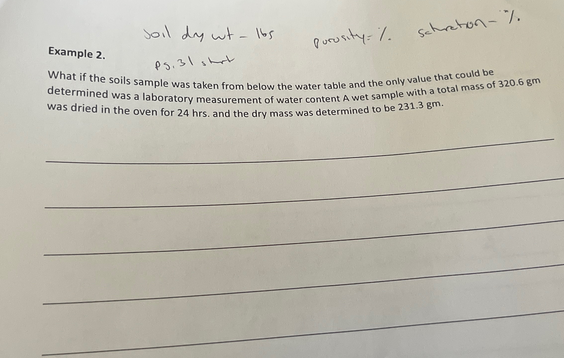 Solved Example 1.A soils sample was obtained in the field | Chegg.com