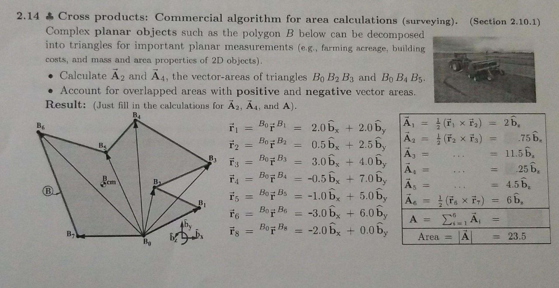 Solved 2.14 . Cross products: Commercial algorithm for area | Chegg.com