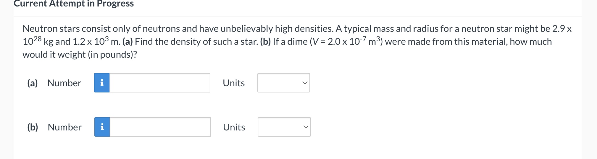 Solved Current Attempt in ProgressNeutron stars consist only | Chegg.com