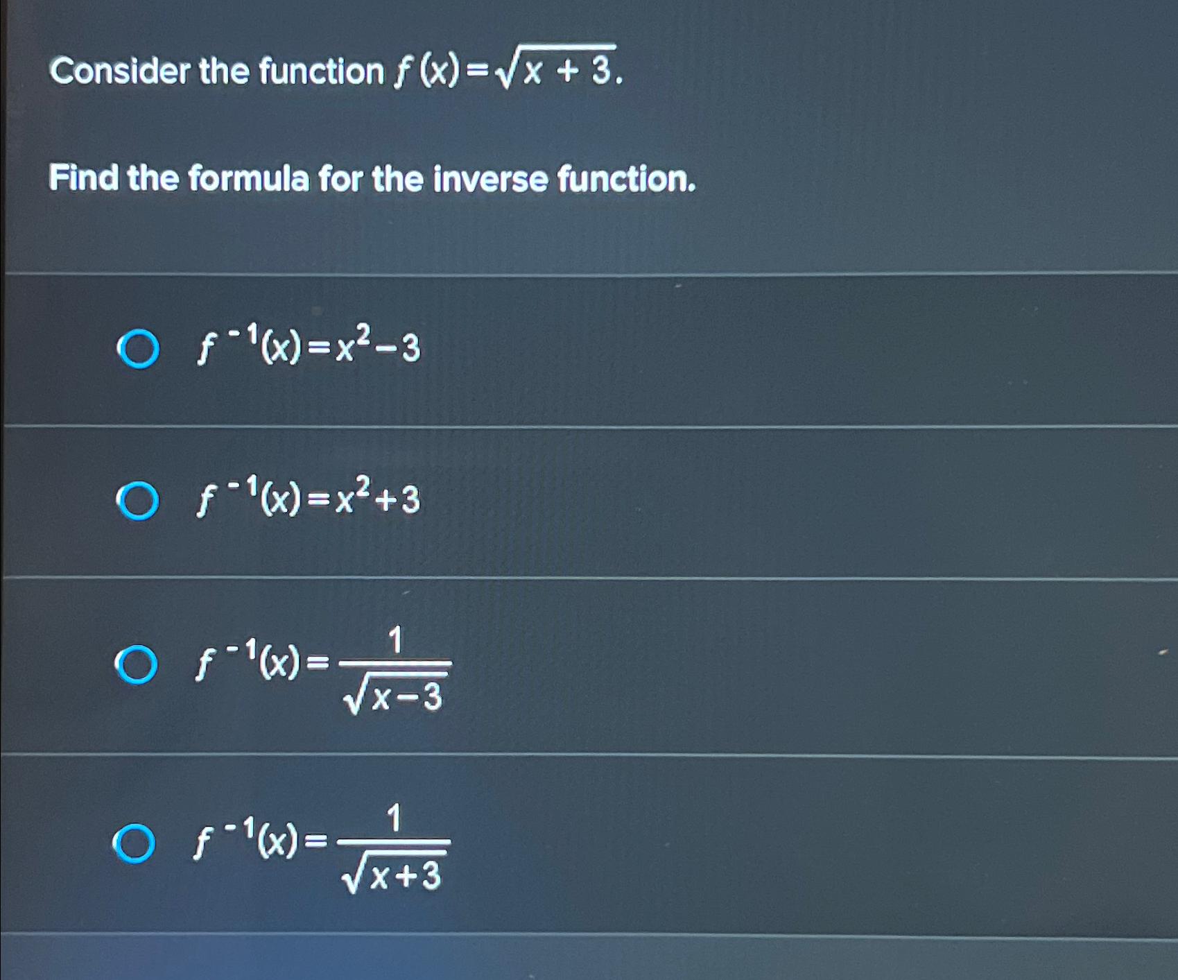 Solved Consider the function f(x)=x+32Find the formula for | Chegg.com