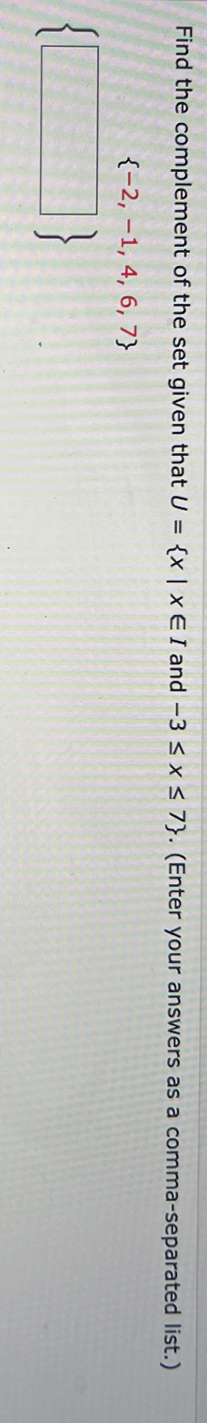 Solved Find the complement of the set given that and | Chegg.com