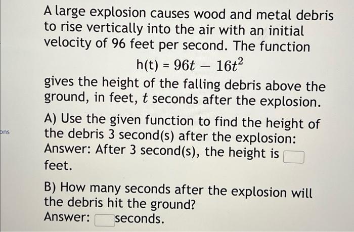 Solved A large explosion causes wood and metal debris to | Chegg.com