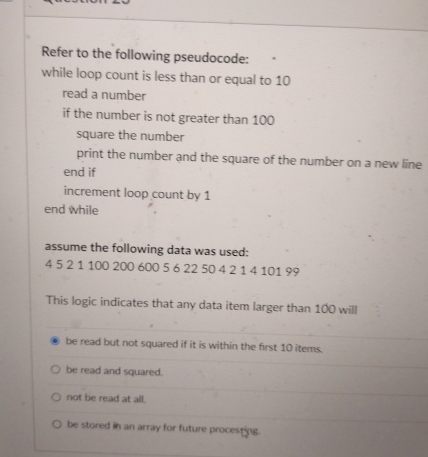 Solved Refer to the following pseudocode:while loop count is | Chegg.com
