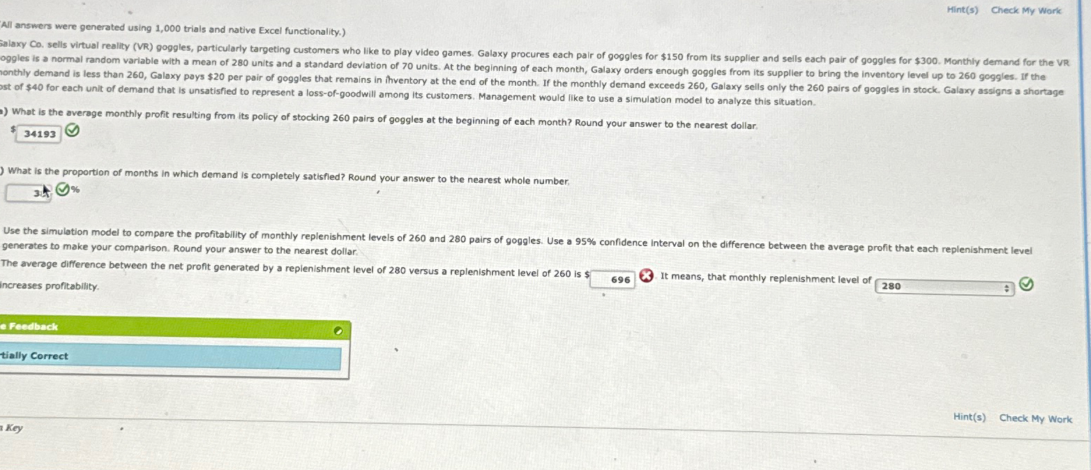 Hint(s) ﻿Check My WorkAll answers were generated | Chegg.com