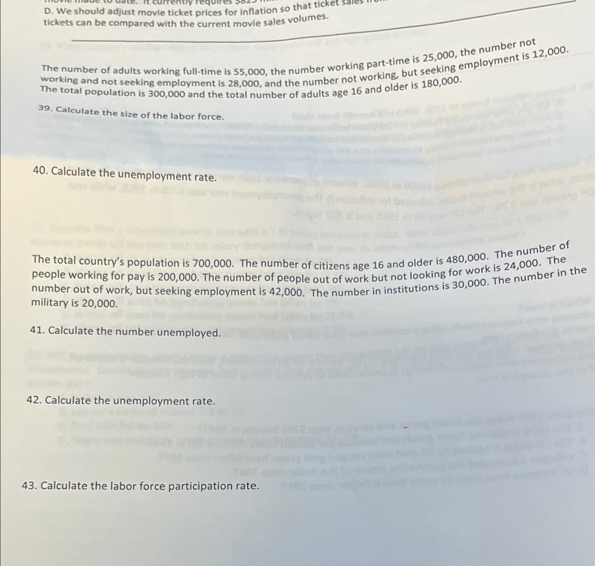 Solved D. ﻿We should adjust movie ticket prices for | Chegg.com