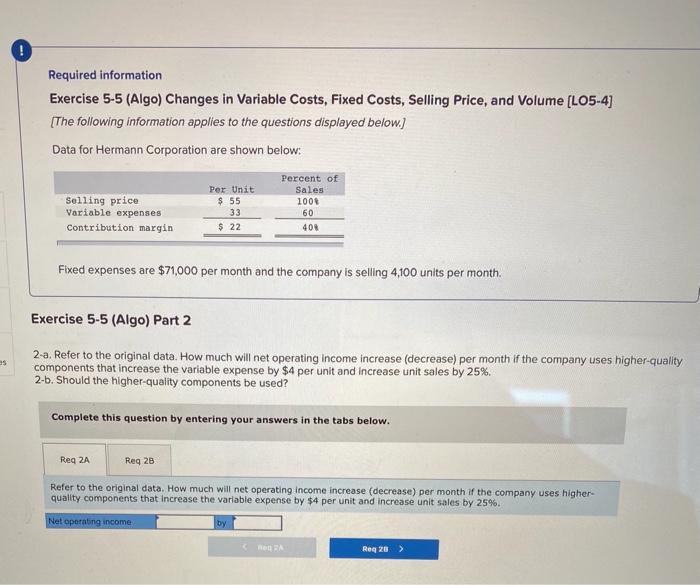 Solved Required information Exercise 5-5 (Algo) Changes in | Chegg.com