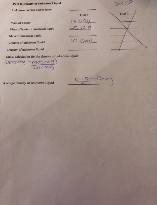 Solved Density Measurement Purpose: Learn how to make | Chegg.com