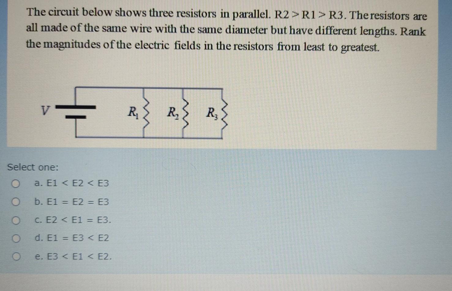 Solved The circuit below shows three resistors in parallel. | Chegg.com