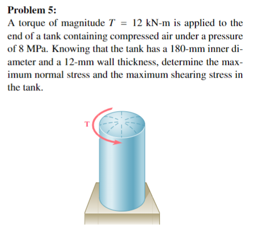 Solved Problem 5:A torque of magnitude T=12kN-m ﻿is applied | Chegg.com