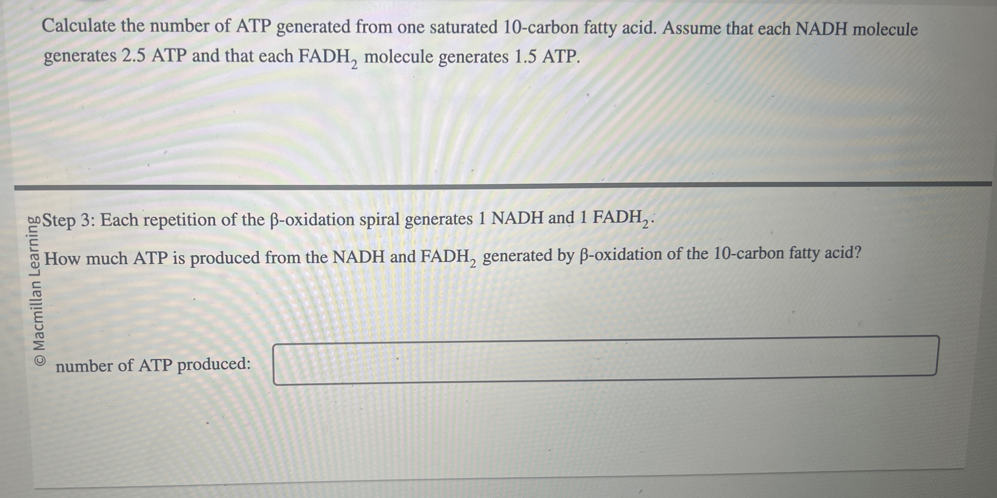 Solved Calculate the number of ATP generated from one | Chegg.com