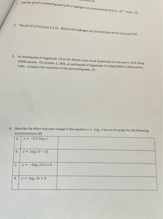 Solved 1. Change to exponential form. [2] a) log381=4 b) | Chegg.com