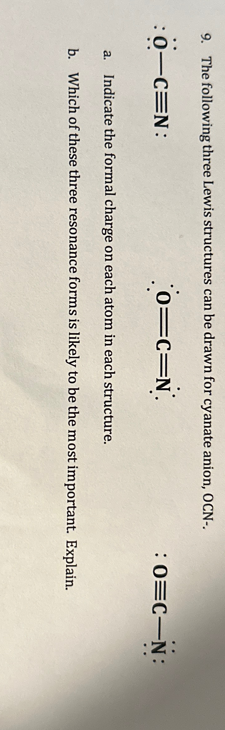 Solved The following three Lewis structures can be drawn for | Chegg.com