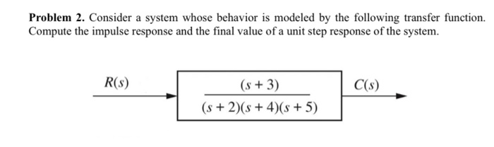 Solved Problem 2. Consider a system whose behavior is | Chegg.com
