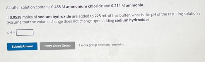 Solved A buffer solution contains 0.455M ammonium chloride | Chegg.com