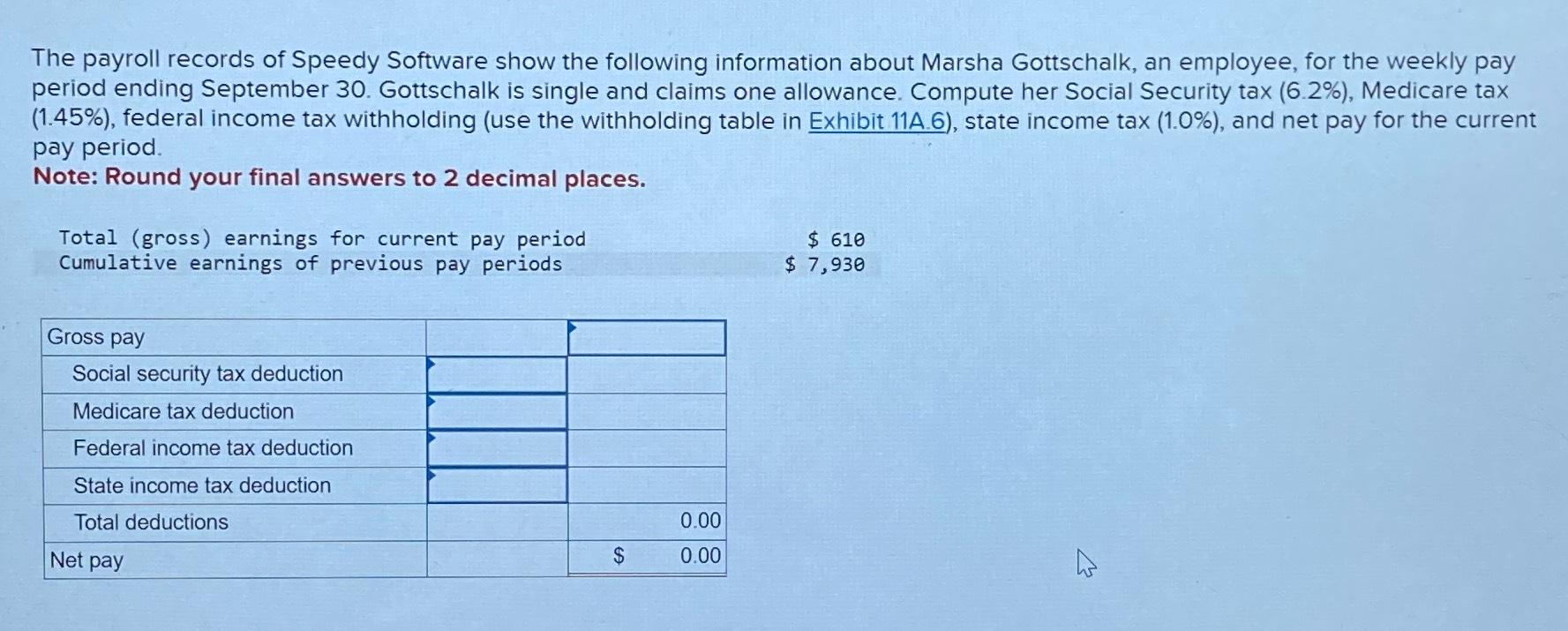 Solved The payroll records of Speedy Software show the | Chegg.com