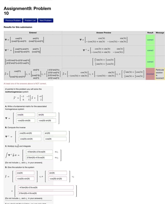 Solved Assignment9 Problem 10 Previous Problem Probler List