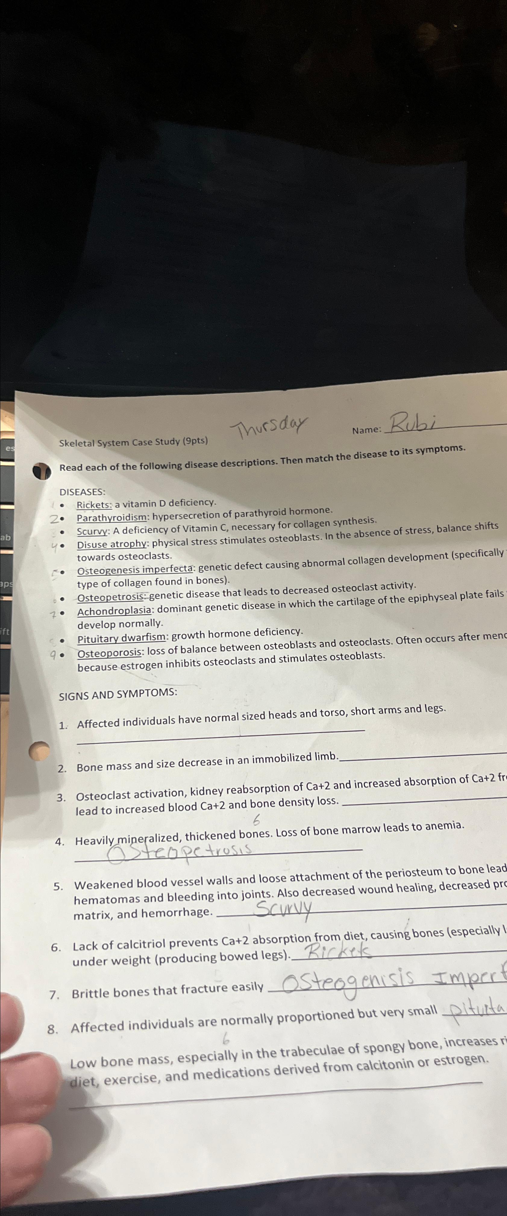 Solved Skeletal System Case Study | Chegg.com