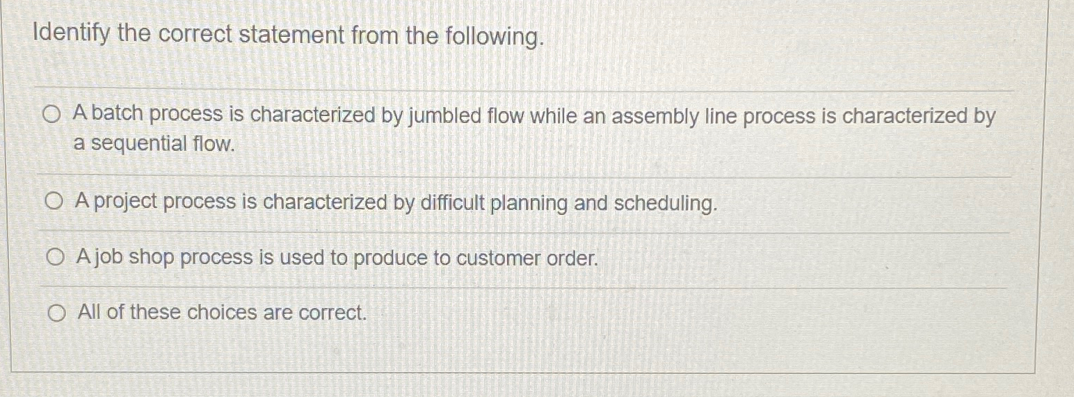 Solved Identify the correct statement from the following.A | Chegg.com