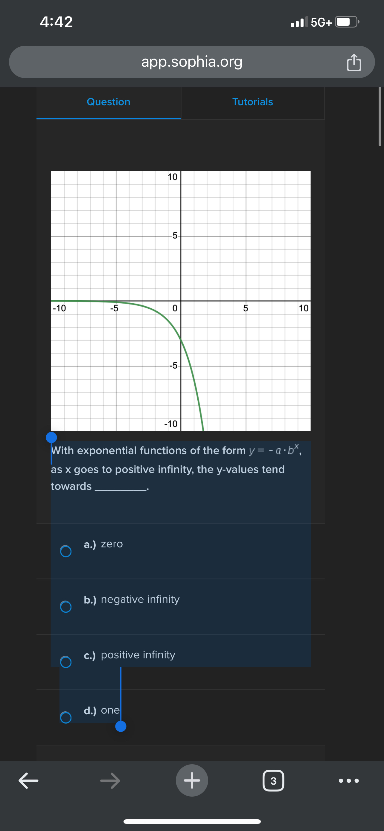 Solved 4:42 ﻿.II 5G+ app.sophia.orgQuestionTutorialsWith | Chegg.com