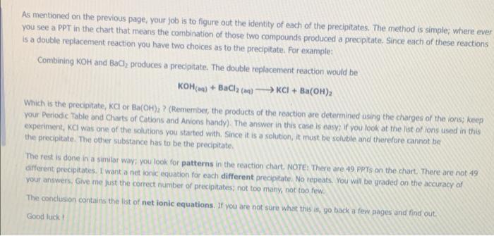 Solved Precipitation Activity Example Each precipitate is | Chegg.com